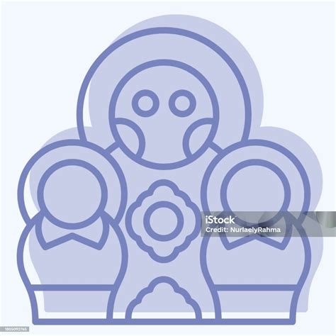 아이콘 마트료시카 인형 러시아 상징과 관련이 있습니다 투톤 스타일 심플한 디자인 편집 가능 간단한 일러스트레이션 0명에 대한