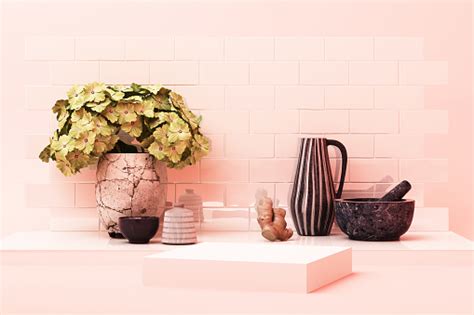 추상기하학적 모양 파스텔 핑크 색상 장면 최소한의 장식 및 소품 화장품 또는 제품 디스플레이 연단 3d 렌더링디자인 3차원