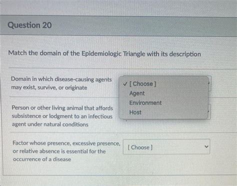 Solved Match The Domain Of The Epidemiologic Triangle With
