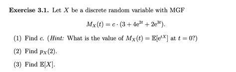 Solved Exercise 31 Let X Be A Discrete Random Variable