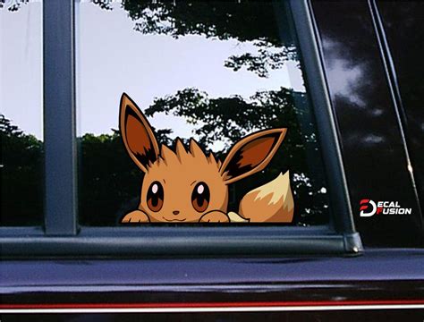 Cute Eevee Peeker Peekabo Peeking Car Decals Bumper Stickers Waterproof