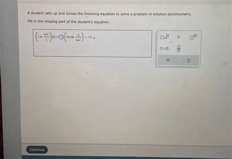 Solved A Student Sets Up And Solves The Following Equation Chegg