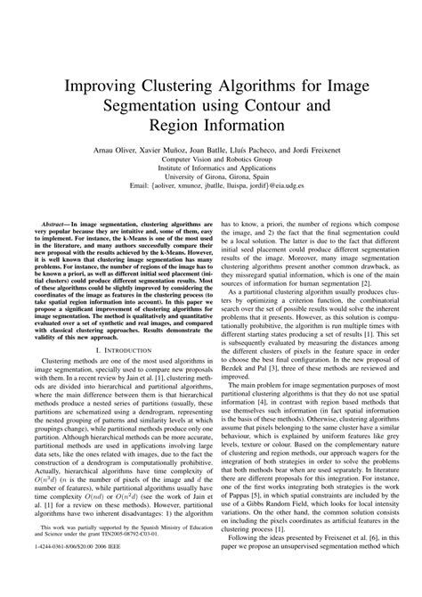 pdf improving clustering algorithms for image segmentation using contour and region information