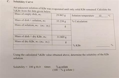 Solved An Unknown Solution Of Kbr Was Evaporated Until Only
