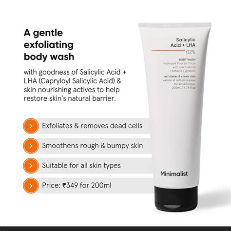 Buy Minimalist Salicyl Acidandlha 2 Body Wash 200ml Online And Get Upto 60