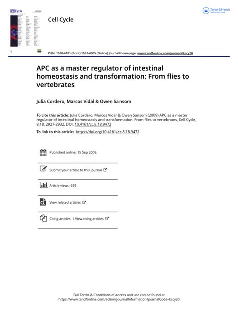 Apc As A Master Regulator Of Intestinal Homeostasis And Transformation From Flies To Vertebrates