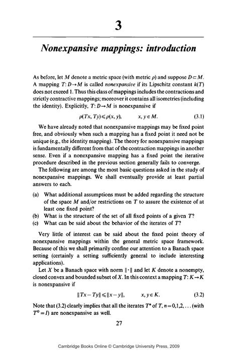 Nonexpansive Mappings Introduction Chapter 3 Topics In Metric Fixed Point Theory