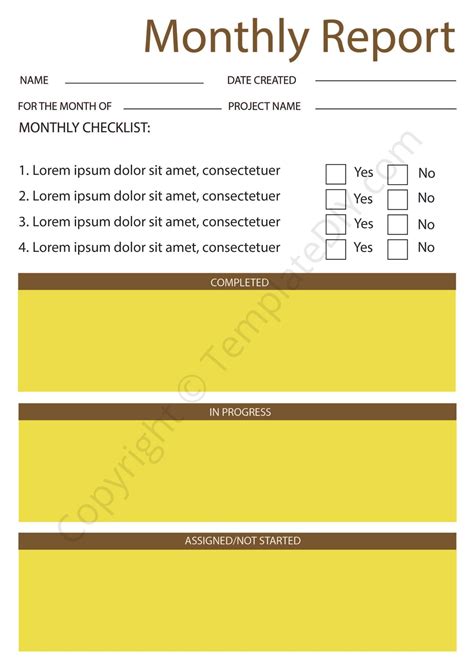 Monthly Report Template Blank Printable [pdf Excel And Word]