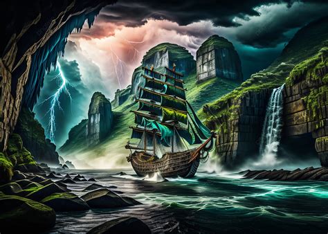 유령선이 있는 어두운 바다는 이 그림 배경 Ai에 묘사되어 있습니다 벡터 배 바다 배 유령선 배경 일러스트 및 사진 무료 다운로드 Pngtree