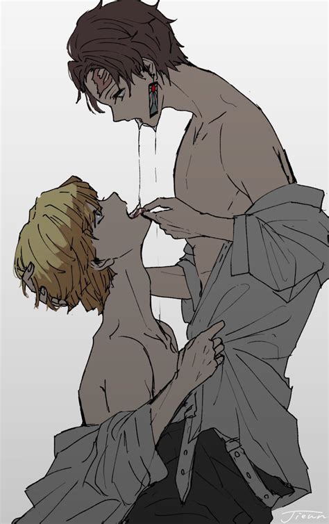 Rule 34 2boys Bodily Fluids Demon Slayer Drool In Mouth Drooling Gay