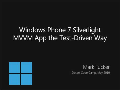 Windows Phone 7 Silverlight Mvvm App The Test Driven Ppt