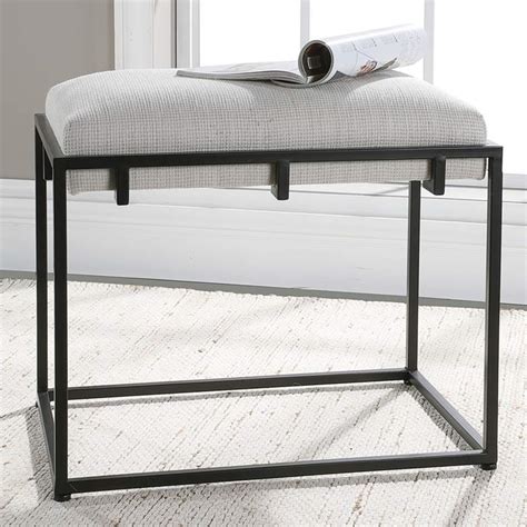 Uttermost Paradox 24 Wide Matte Black And White Small Bench 598g2