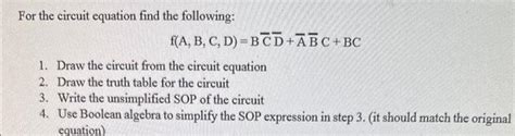 Solved For The Circuit Equation Find The Following Chegg Com