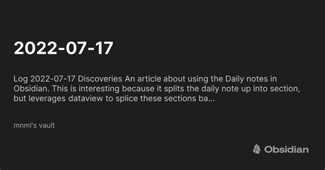 2022 07 17 Mnmls Vault Obsidian Publish