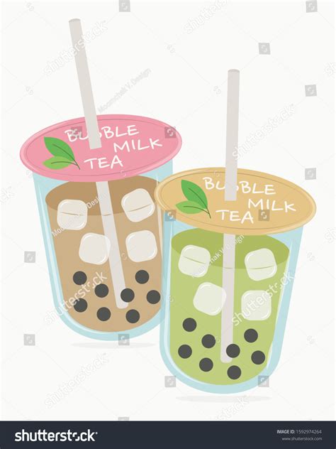 Bubble Tea Plastic Cups Vector Illustration Stock Vector Royalty Free