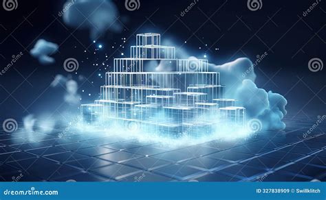 Data Cloud Structure Concept With Digital Technology Cloud Sign For Online Backup And Network