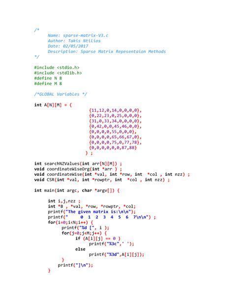 Sparce Matrix V3 ζχψζχψζχψζχψ Name Sparse Matrix V3 Author Takis Ntilios Date Studocu