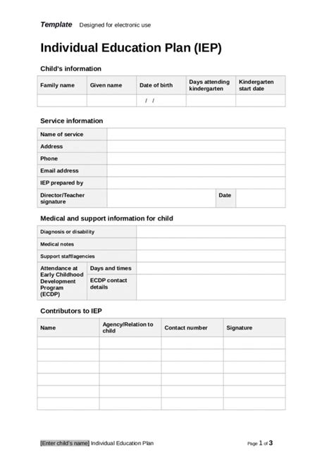 individual education plan fillable printable pdf forms with blank iep template 10 examples of