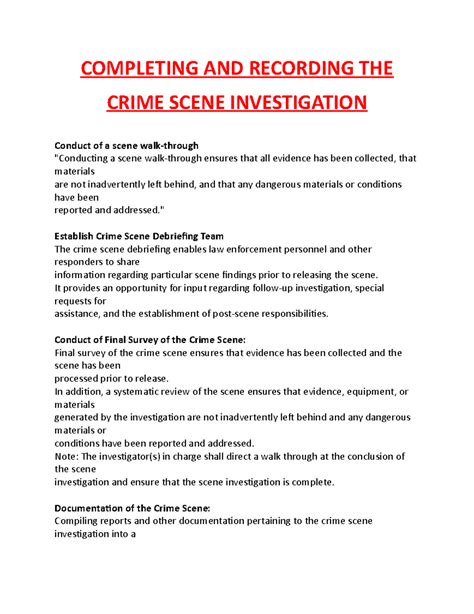 Completing And Recording The Crime Completing And Recording The Crime
