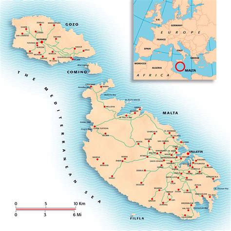 Detailed Map Of Malta With Cities Maps Of All Countries