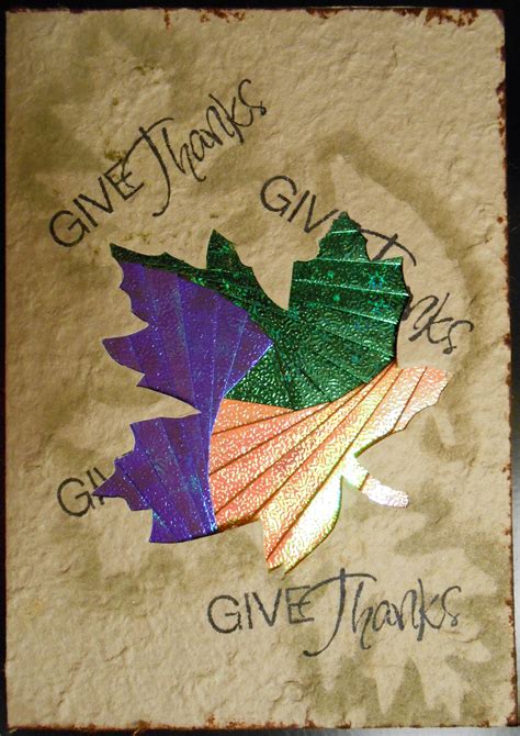 Iris Folded Maple Leaf Card With Oak And Birch Background