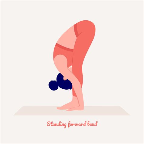 Standing Forward Bend Yoga Pose Young Woman Practicing Yoga Exercise