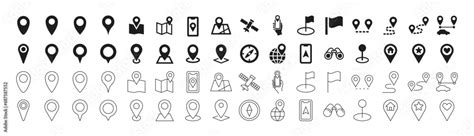 Simple Icons Representing Locations And Map Pins Stock Vector Adobe Stock