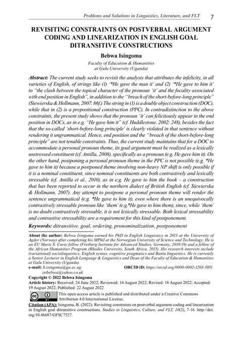pdf revisiting constraints on postverbal argument coding and