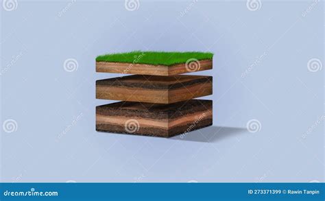 Isometric Soil Layers Diagram Cross Section Of Green Grass And