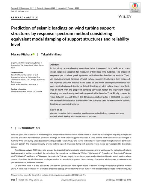 Pdf Prediction Of Seismic Loadings On Wind Turbine Support Structures