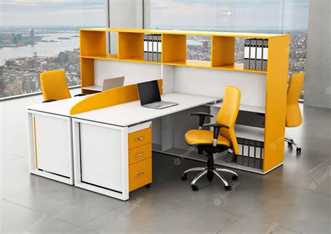Premium Photo 3d Rendering Empty Office Workstation Partition Interior