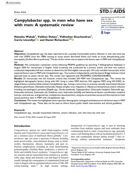 Pdf Campylobacter Spp In Men Who Have Sex With Men A Systematic Review