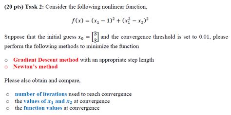 solved 20 pts task 2 consider the following nonlinear