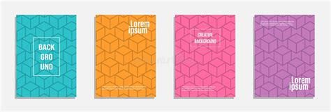 Colorful And Modern Cover Design Set Of Geometric Pattern Background Stock Vector