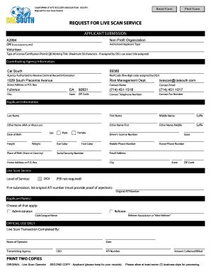 Cal South Live Scan Form Fill And Sign Printable Template Online