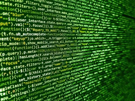 closeup of java script and html code database bits access stream