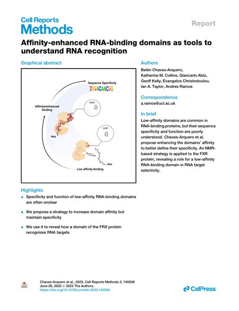 Pdf Affinity Enhanced Rna Binding Domains As Tools To Understand Rna
