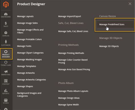 How To Create Predefined Size For The Product