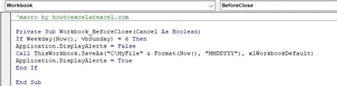 Macro Mondays Create A Macro To Schedule An Automatic Backup Of An Excel File When You Close