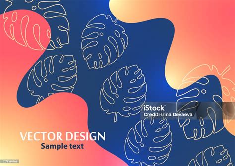 몬스터 잎 추상 열대 배경입니다 밝은 배경에 이국적인 식물 구성 설계용 템플릿입니다 0명에 대한 스톡 벡터 아트 및 기타 이미지