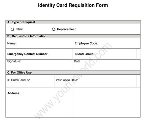 New Employee ID Card Request Form Identity Card Application Format