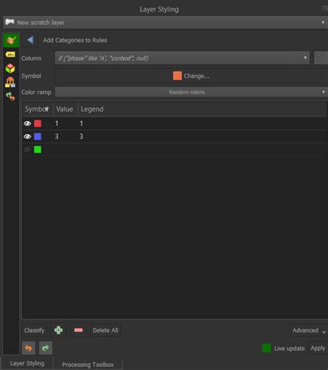 qgis adding two values into a categorized symbology in order to