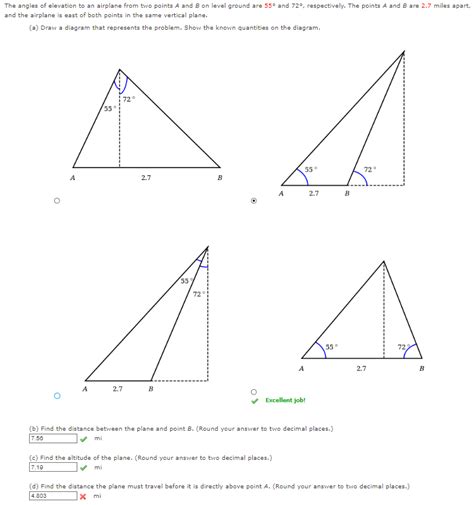 Solved The Angles Of Elevation To An Airplane From Two