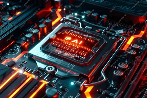 Ai Chip On Circuit Board Advanced Technology Artificial Intelligence Glowing Electronics Cybern