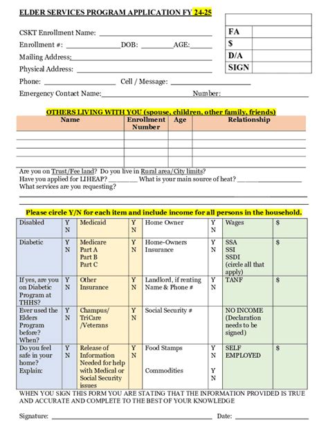 Fillable Online Elder Services Program Application Fy 24 25 Fax Email