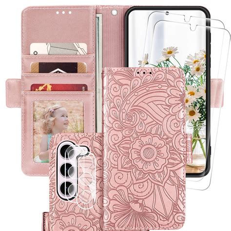 Casetego For Samsung Galaxy S23 Plus Wallet Case Embossed Mandala Floral Leather Folio Flip