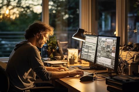 Premium AI Image A Photograph Of A Developer Writing Code On A Computer