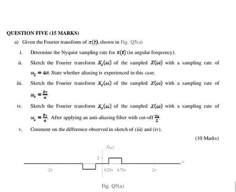 Solved QUESTION FIVE MARKS A Given The Fourier Chegg
