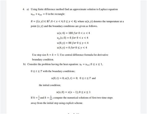 Solved 4 A Using Finite Difference Method Find An
