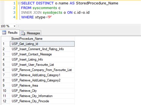 Find All Stored Procedures Related A Table Or A Database